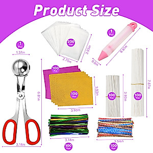 Elesunory 802Pcs Cake Pop Set, Including Cake Pop Sticks and Wrappers, Twist Ties, Cake Pop Roller, Decorating Pen with 4 Piping Tips, Candy Foil Wrappers, Cake Pops Bags Supplies for Lollipop