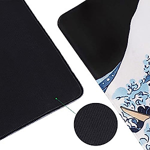 iLeadon Extended Gaming Mouse Pad - Non-Slip Water-Resistant Rubber Base Computer Keyboard Mouse Mat, 35.1 x 15.75-inch XX-Large, Ideal Partner for Work & Game, Sea Wave
