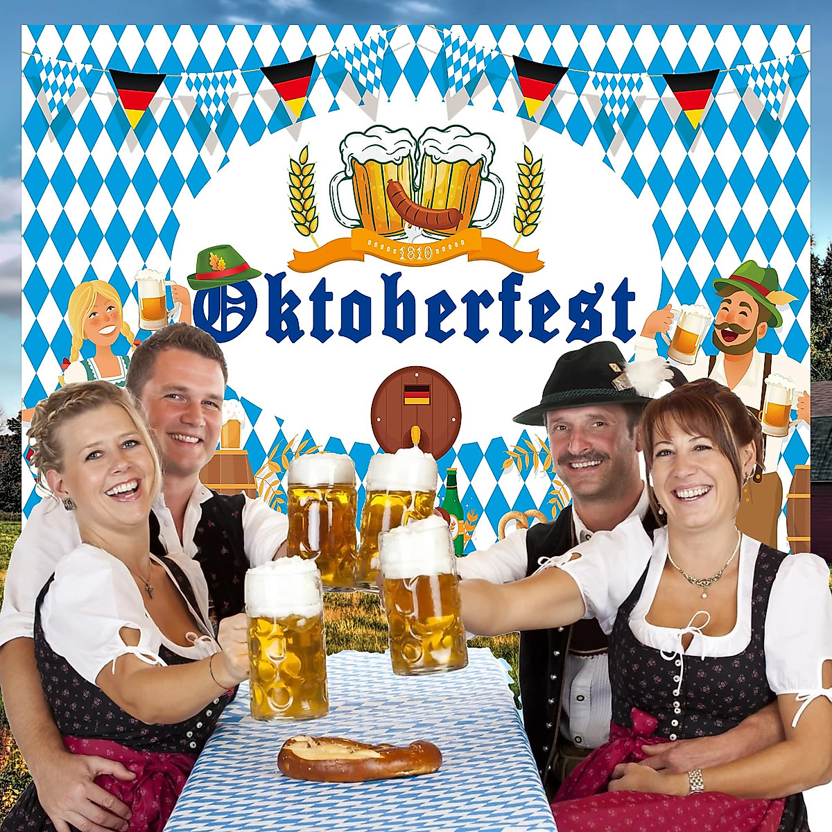 Oktoberfest Backdrop, Oktoberfest Decorations, 71 x 43'' Oktoberfest Photo Backdrop Party Decorations for Bavarian German Beer Festival, Oktoberfest Party Supplies Decor