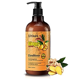 Ultikare Deep Hair Conditioner for Damaged Dry Hair, 16.9 Fl Oz, Repairing Treatment with Ginger Oil, Hydrate, Nourish and Moisturize for Curly Hair, Frizz Control, Shine, Daily Care, Dye Hair Care