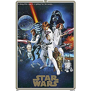 POSTER STOP ONLINE Star Wars Episode IV - A New Hope - Movie Poster/Print (40th Anniversary Gold Border Edition - Regular Style C) (Size 24" x 36")