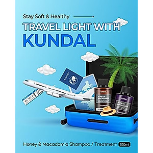 KUNDAL Natural Premium Hair Shampoo [Baby Powder Scent] Honey & Argan Oil, Macadamia Oil, Sulfate Free for Damaged Hair, Travel Size 100ml(3.38Fl Oz)