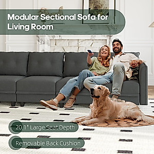 LLappuil Modular Sectional Sofa with Reversible Chaise, L Shaped Sofa with Ottoman, 4 Seater Sectional Corner Couch with Storage, Black