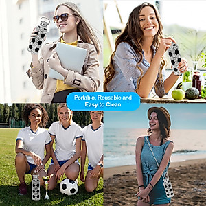 Liquid TuNes Soccer Bling Water Bottle Stainless Steel Thermal Bottle, Insulated Refillable Glitter Water Bottle with Chain, Great Gift Idea for Girls(500ml/16.9 oz)