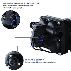 Tdrsuper Water Pressure Booster Pump, 110V AC Water Diaphragm Pump, 5.5GPM 75PSI with Power Plug, Self Priming RV Water Pump for Home Kitchen Bathroom RV Marine Yacht Garden Hose Black