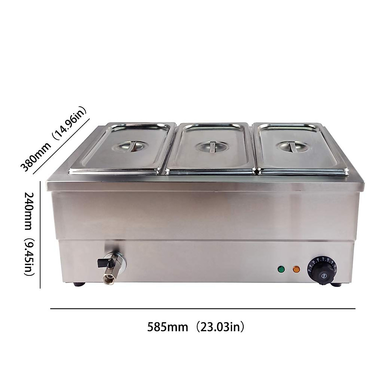 TAIMIKO Bain Marie Food Warmer Buffet Warmer Steam Table Countertop Stainless Steel Electric Container Temperature Control for Catering and Restaurant Commercial Grade Buffet Server 1350W (3 Pans)