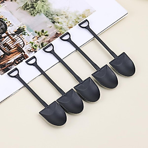Ruksifg 100Pcs/Pack Disposable Plastic Shovel Spoon Individual Packaging Mini Ice Cream Dessert Spoon for Family or Party(Black)