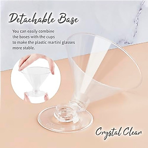 Kucoele 40 PCS Mini Plastic Martini Glasses, 5oz Dessert Cups Disposable Cocktail Glasses Party Glasses Drinkware for Wine, Champagne, Margarita