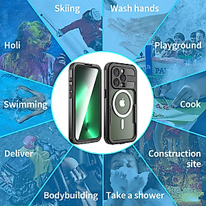 comosso for iPhone 14 Pro Case Waterproof, Built-in Screen Protector Full-Body Rugged Sealed Cover Shockproof Dustproof Waterproof Case for iPhone 14 Pro 6.1 inch (Black+Clear)