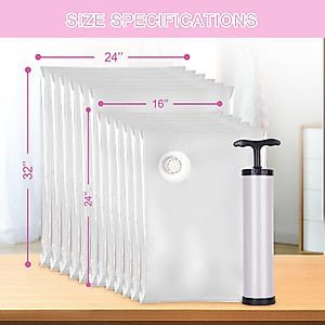 AUKUS Vacuum Storage Bags with Manual Air Pump, 2 Pack Space Saver Bags, 6 Medium/6 Small Compression Storage Bags for Comforters and Blankets, Vacuum Sealer Bags for Clothes Storage