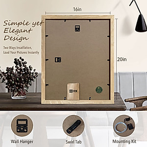 VCK 16x20 Poster Frames for Wall - 3 pack, Beige Natural Solid Wood Picture Frame, Exclusive Wood Grain