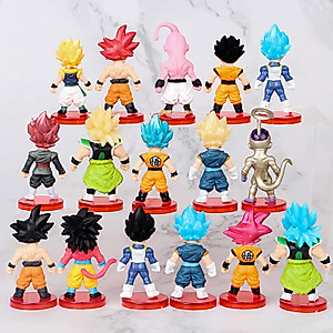 16 Piece Set of Dragon Goku Action Figure, 3" Height. Used as a Cake Topper or Party Favor Supplies, and are Perfect for Collectors of Dragon Play Balls z Toys Memorabilia.