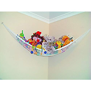 Dreambaby Super Corner Toy Hammock Net Organizer - with Stuffed Animal Toy Chain Hanger - 6ft Long - Holds up to 10lbs Maximum Weight - White - Model F605