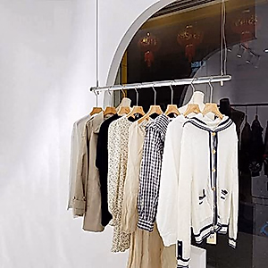 LED Hanging Rack Garment Rack, Adjustable 0~78″ Simple Houseware Clothing Rod, Heavy Duty Metal Industrial Closet Storage Organizer for Clothing Store, Checkroom, Changing Rooms