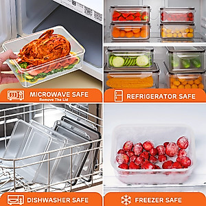 44 PCS Food Storage Container with Lid (22 Lids & 22 Containers) - Airtight Leakproof Plastic Kitchen Organization Set Reusable Microwave/Freezer/Dishwasher Safe Meal Prep Container with Label & Pen