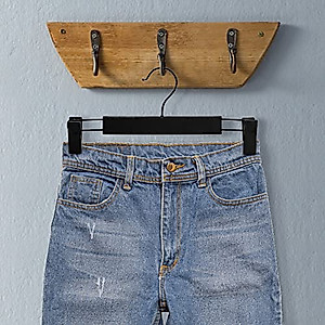 Tosnail 24 Pack Plastic Skirt Pants Clothes Hangers with Adjustable Clips and Swivel Hook for Skirts, Pants, Jeans, Trousers - Black