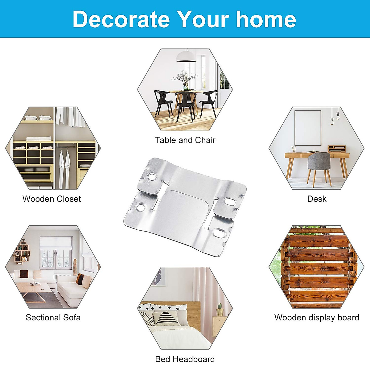 earthgadgets 4 Sets Sectional Couch Connectors Furnitures for Small Sofa and Sectionals, Sectional Sofa Connectors with Screws, Modular Sofa Connector Brackets Suitable for Small Sectional Couch