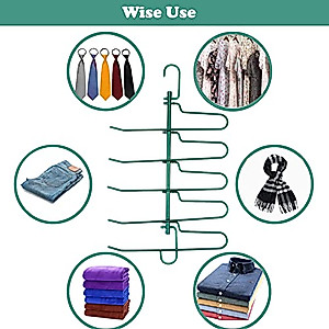 Pack of 2 Pants Hangers, 5 Layers Space Saving Jeans Hangers Detachable Clothes Trousers Hangers for Slacks Scarf Jeans + 2 Space Saving Magic Hangers - Closet Wardrobe Clothes Organizers