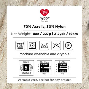 Red Heart Hygge Yarn, 3 Pack (8 Ounce), Pearl 3 Count