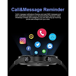 LIGE Smart Watch for Android iOS, Bluetooth Calls Voice Chat with Heart Rate Sleep Monitor Calorie Fitness Tracker, 1.3" Full Touch Screen Activity Tracker IP67 Waterproof Watch for Men (Black)