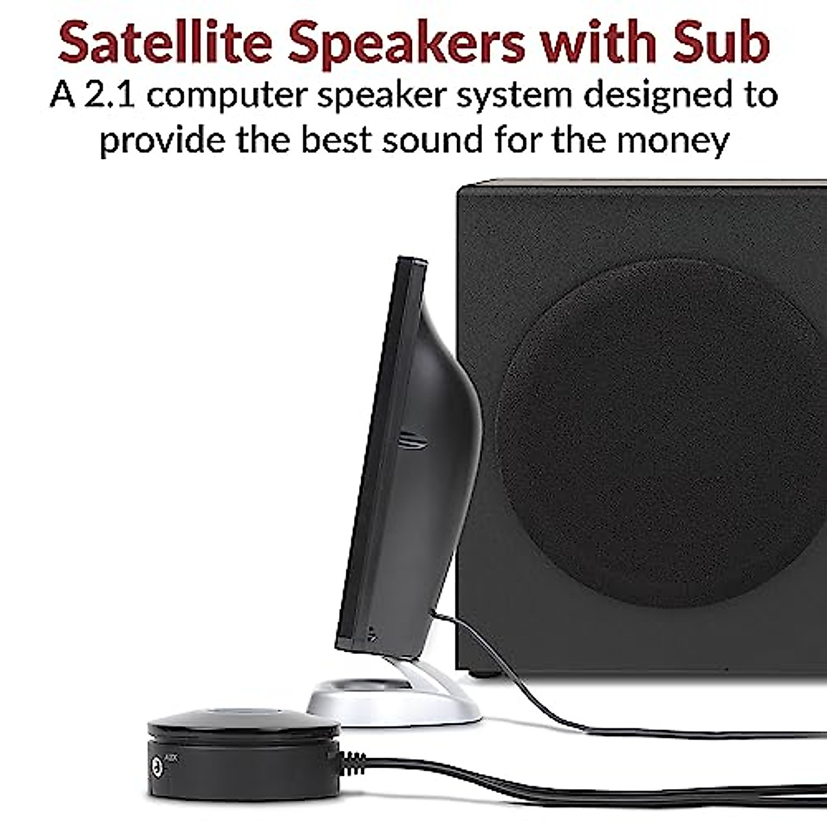 Cyber Acoustics 2.1 Subwoofer Speaker System with 18W of Power – Great for Music, Movies, Gaming, and Multimedia Computer Laptops (CA-3090)