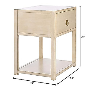 Safavieh Home Collection Yudi Antique White and Gold 1-Drawer Nightstand