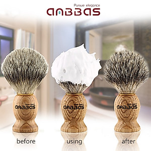 Anbbas Shaving Brush, Handmade Pure Badger Hair Brush with Natural Manchurian Ash Wood Handle for Men Traditional Wet Shaving