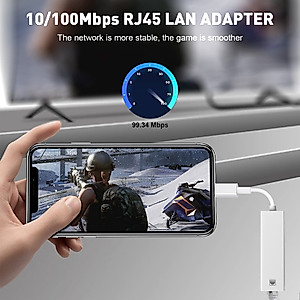 KingFuture RJ45 Ethernet LAN Network Adapter for Phone Pad, Phone Ethernet Adapter, 10100Mbps High Speed,Plug and Play