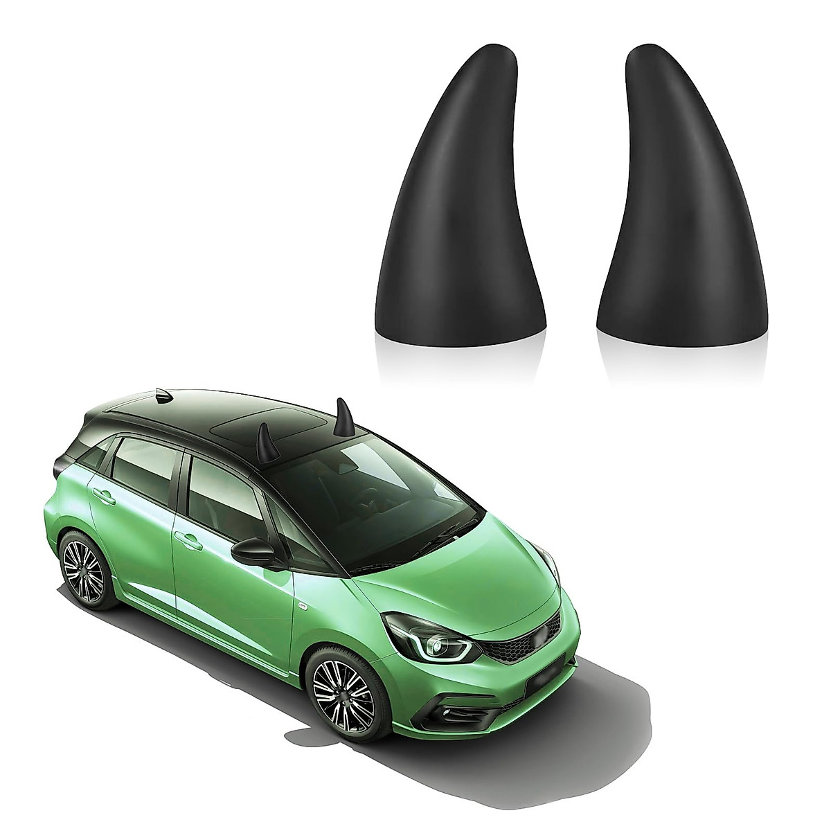 Fogfar 2 PCS 3D Devil Horns Sticker, Car Roof Sticker, Bumper Decor Anti Collision, Halloween Car Decorations, Fit for Car Truck Helmet Motorcycle (Black)