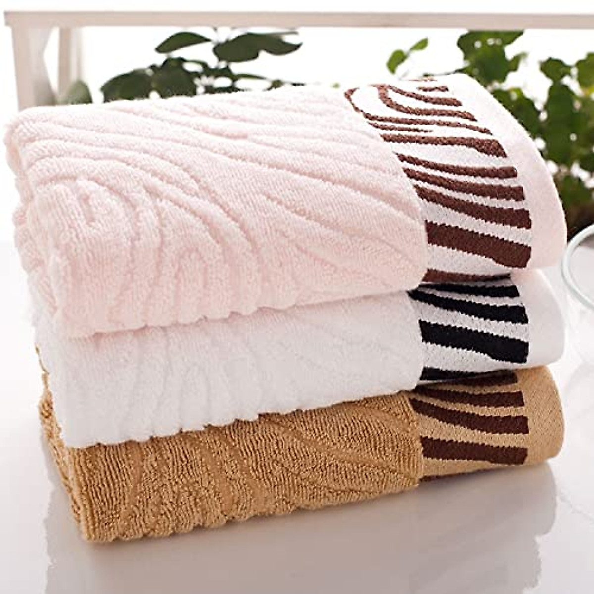 Kissvian Tiger Striped Bathroom Hand Towels Set, Absorbent Soft Bamboo Fiber face Towel for Home(3Pc, 13 x 29 Inch)