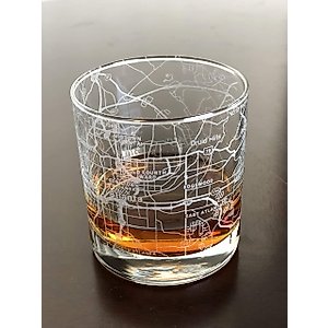 Rocks Whiskey Old Fashioned 11oz Glass Urban City Map Atlanta Georgia