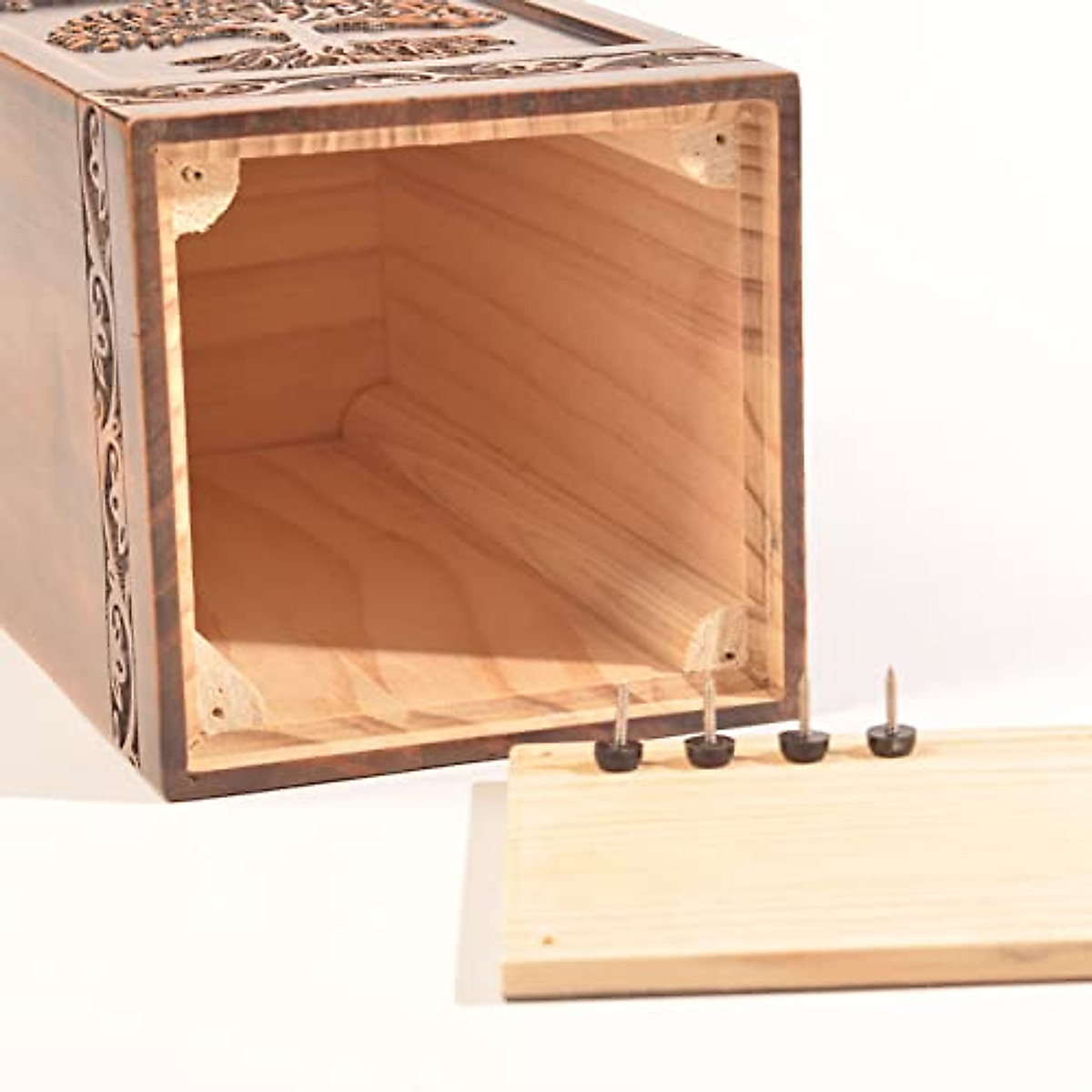 engmvwod Handmade Wooden Engraved Urn for Human Ashes 250lbs Adult Male Female Satin Bag Tree of Life Cremation urns pet Dog cat Box