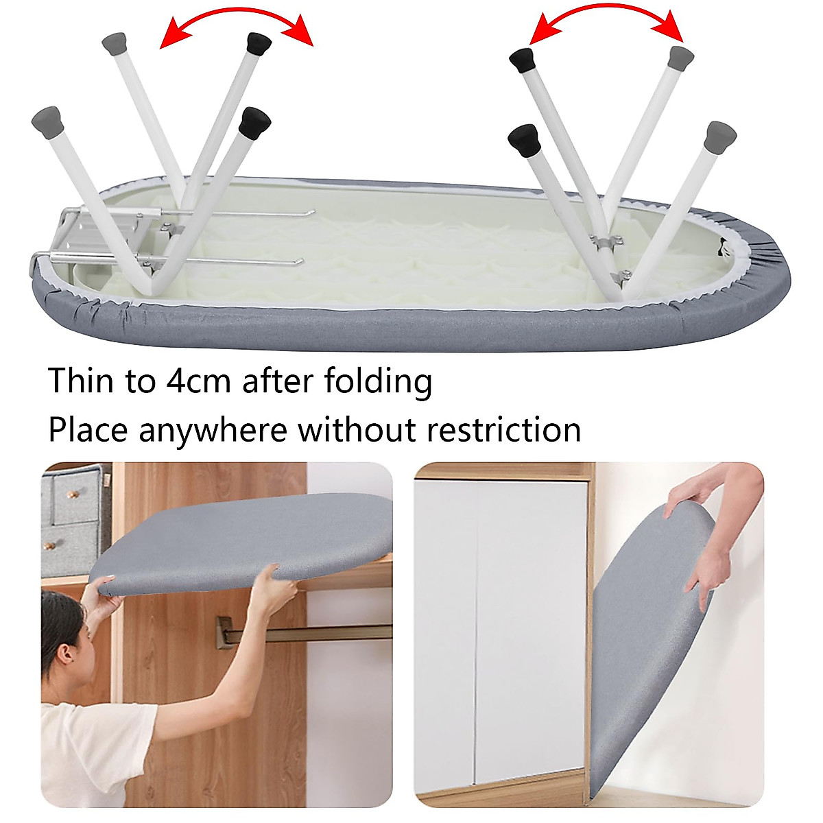 AKOZLIN Tabletop Ironing Board 23.6" L x 14''W x 7''H with Removable Sleeve Board - Folding Legs Cotton Cover Travel Countertop Iron Board