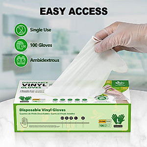SWIFTLITE Disposable Vinyl Gloves, Food Safe, Latex-Free Powder-Free Clear Plastic Gloves for Cooking, House Clean, Food Prep (100, Medium)