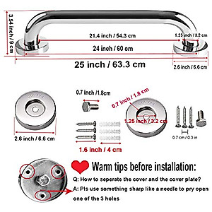 2 Pack 24 Inch Shower Grab Bar, iMomwee Chrome Stainless Steel Bathroom Grab Bar Handle, Bathroom Shower Balance Bar,Safety Hand Rail Support,Handicap Elderly Senior Assist Bath Handle(1.25" Diameter)