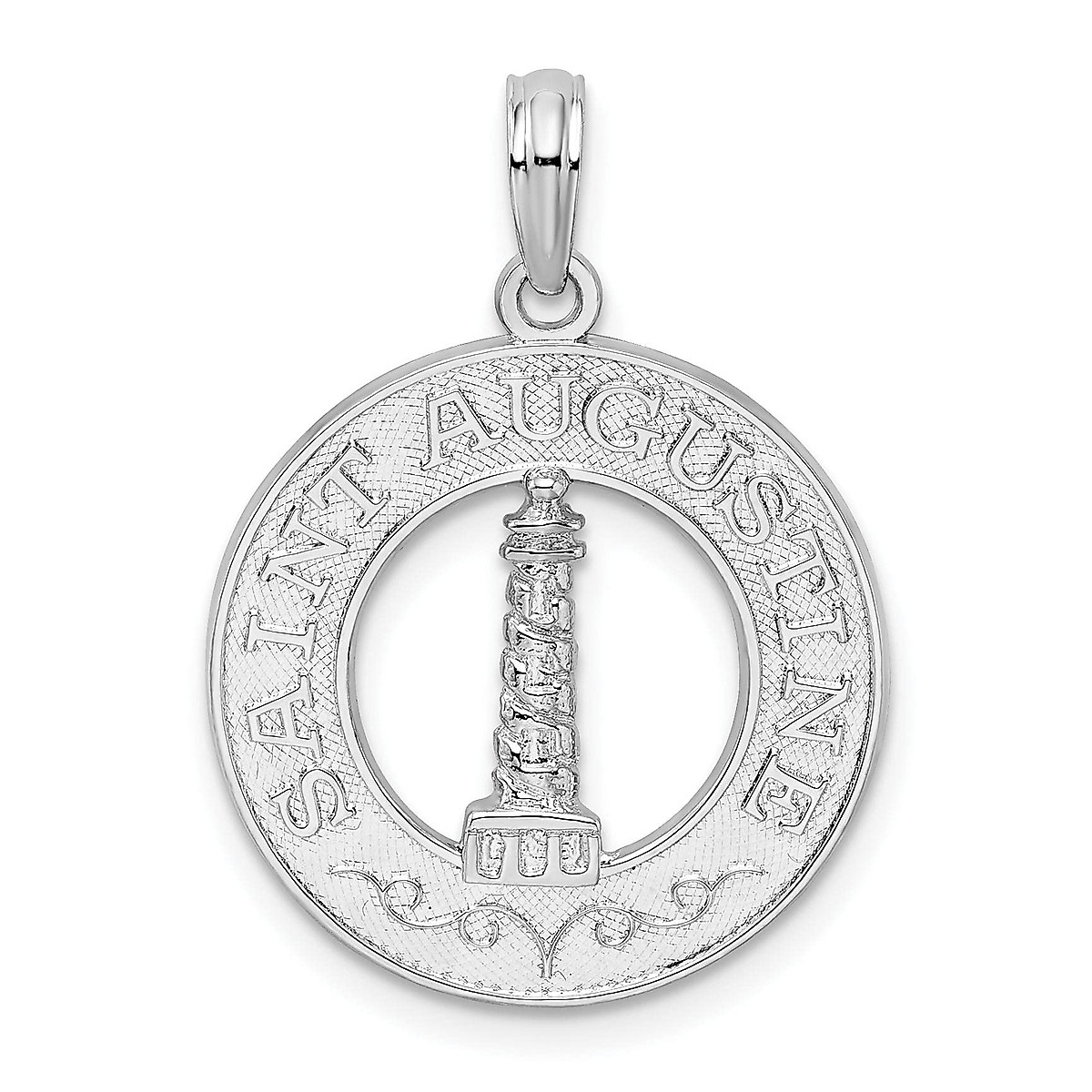 Million Charms 925 Sterling Silver Travel Charm, Polish St. Augustine with and Lighthouse Circle Pendant