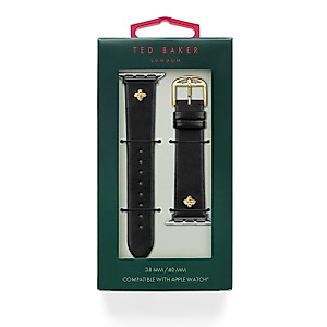 Ted Baker Black Leather Strap Bumblebee Pin for Apple Watch® (Model: BKS38F201B0)