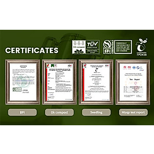 SUPERBIO 13 Gallon Compostable Handle Tie Tall Kitchen Garbage Bags, Heavy Duty Food Scrap Trash Bags Certified by BPI Meeting ASTM D6400 Standards, Eco-Friendly and Convenient, 30 Count