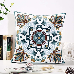 Onelsong Decorative Pillow Covers for Couch Living Room 18x18 inches Set of 2 Embroidery Square Boho Throw Pillows Cover for Sofa Chair Bed