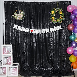 Poise3EHome 8Ft x 8Ft Black Sequin Backdrop, Glitter Thick Satin Background Drapes, Sparkly Opaque Photography Curtain, Sequence Xmas Thanksgiving Backdrop for Wedding Party Holiday Festival Decor