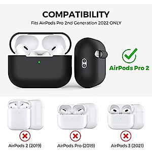 Case Design for Apple AirPods Pro 2nd Generation 2022 Version Case Soft Silicone Cover Shockproof Case Solid Color Simple Style Anti-Fall Case for Airpod Pro2 Case with Carabiner Ring (Blue)