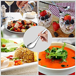 Soup Spoons,4 Pieces Stainless Steel Asian Soup Spoon 6.3 Inch Heavy-Weight Short Handle Ramen Spoons,Thickened Spoons Silverware for Christmas, Thanksgiving Day, Housewarming.