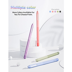 2 Pack Soft Silicone Case Compatible with Apple Pencil 2nd Generaion Cover,Protective Skin Cover Sleeve with Cap Accessories Compatible with iPad Pro 11 12.9 inch,Gradient Color,Pink+Purple