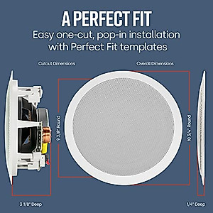 Polk Audio RC80i 2-way Premium In-Ceiling 8" Round Speakers, Set of 2 Perfect for Damp and Humid Indoor/Outdoor Placement - Bath, Kitchen, Covered Porches (White, Paintable-Grille)