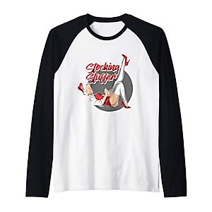 Sexy Holiday Christmas Lingerie Stocking Stuffer Raglan Baseball Tee
