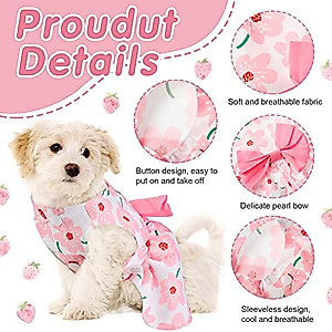 5 Pieces Dog Dresses for Small Dogs Girls Floral Puppy Dresses Pet Dog Princess Bowknot Dress Cute Doggie Summer Outfits Dog Clothes for Yorkie Female Cat Small Pets, 5 Styles (X Large)