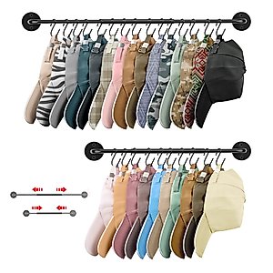 Yiiwinwy Hat Organizer,Retractable Hat Racks for Baseball Caps,Baseball Hat Storage Organizer,hat rack for wall,Set of 2 with 30 Hooks for Closet Door Bedroom Entryroom Laundry