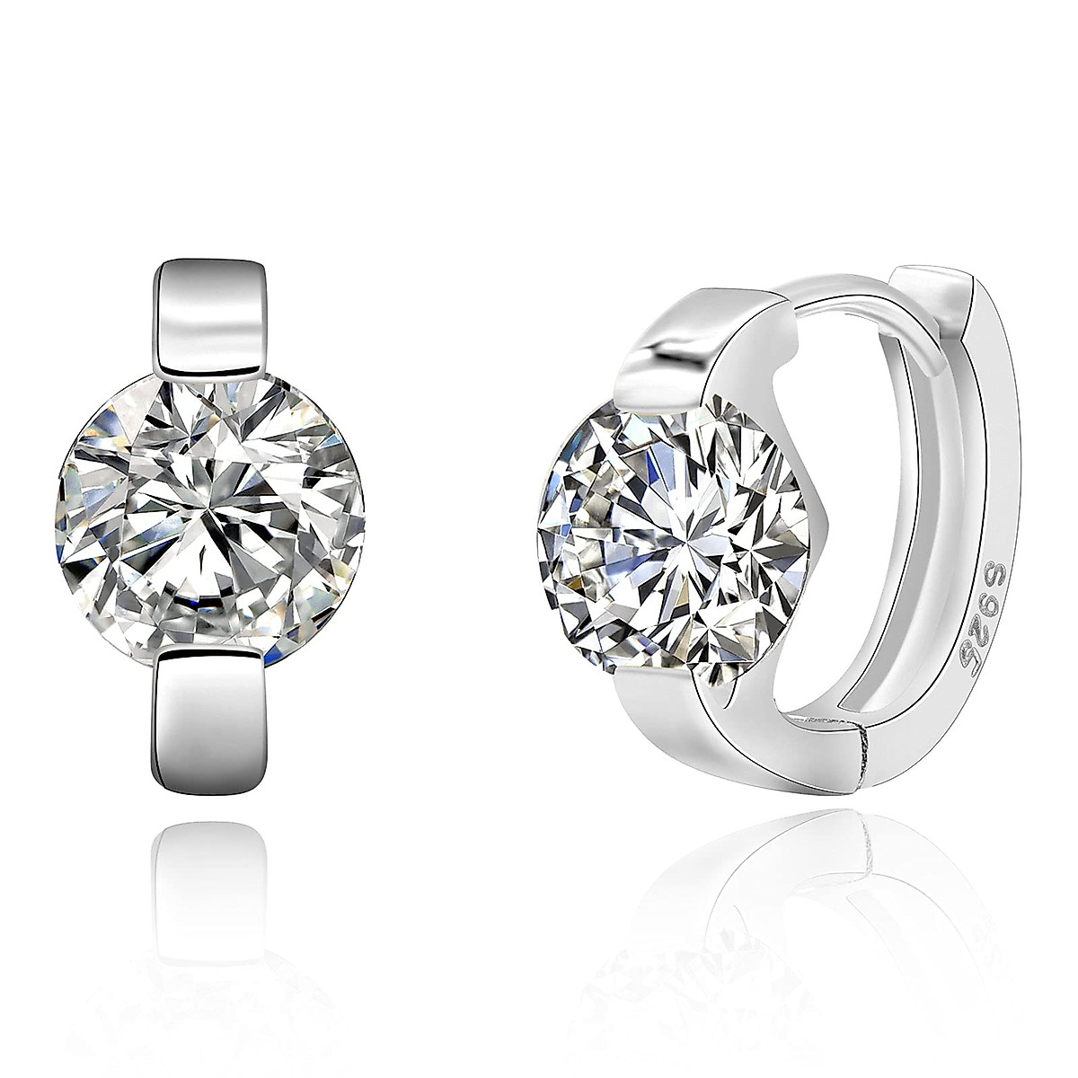 NEOSHOW Small Gold Hoop Earrings for Women 14k Real Gold Plated Cubic Zirconia Huggie Earrings Tiny Cute Cartilage Hypoallergenic Earrings Jewelry Gifts for Women (white gold)