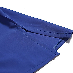 HEFASDM Men's Long Sleeve African Dashiki Traditional Gold Print Button Down Shirts Blue L