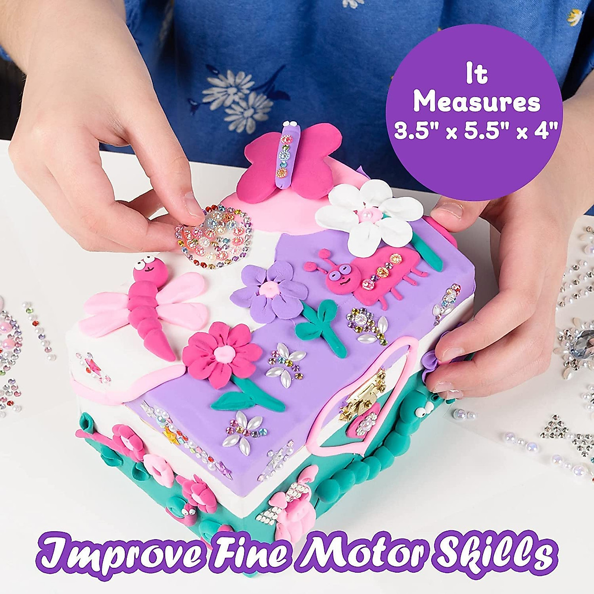 PURPLE LADYBUG Christmas Presents for Kids - SUNGEMMERS Window Art Kit + Jewelry Box Craft Kit